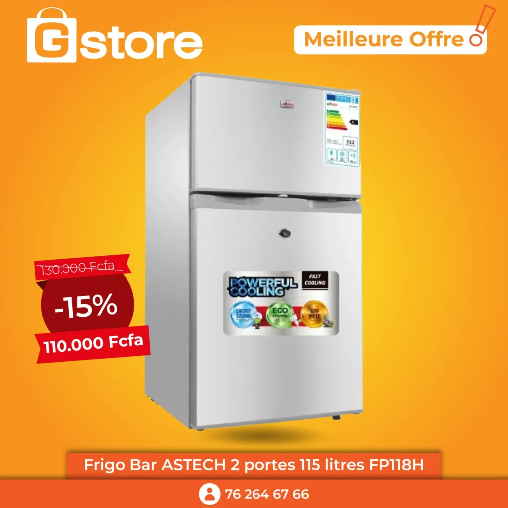 Frigo Bar ASTECH 2 portes 115 litres FP118H